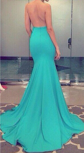Halter Keyhole Front Open Back Mermaid Prom Dress on Luulla